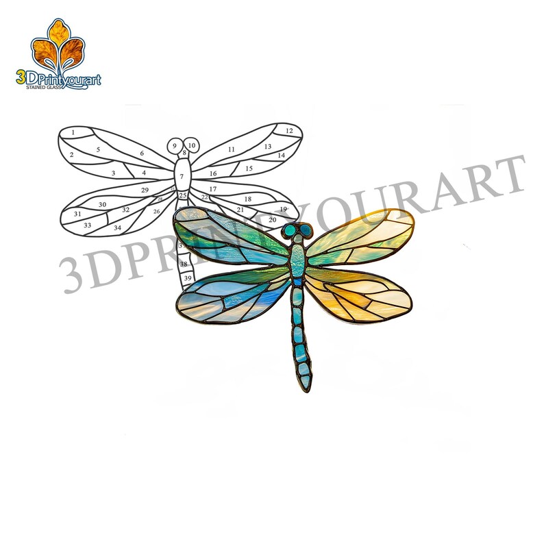 Digital Download Stained Glass Dragonfly Pattern | Festive Suncatcher ...