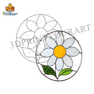 Digital Download Stained Glass Daisy R63 Pattern | Festive Suncatcher ...