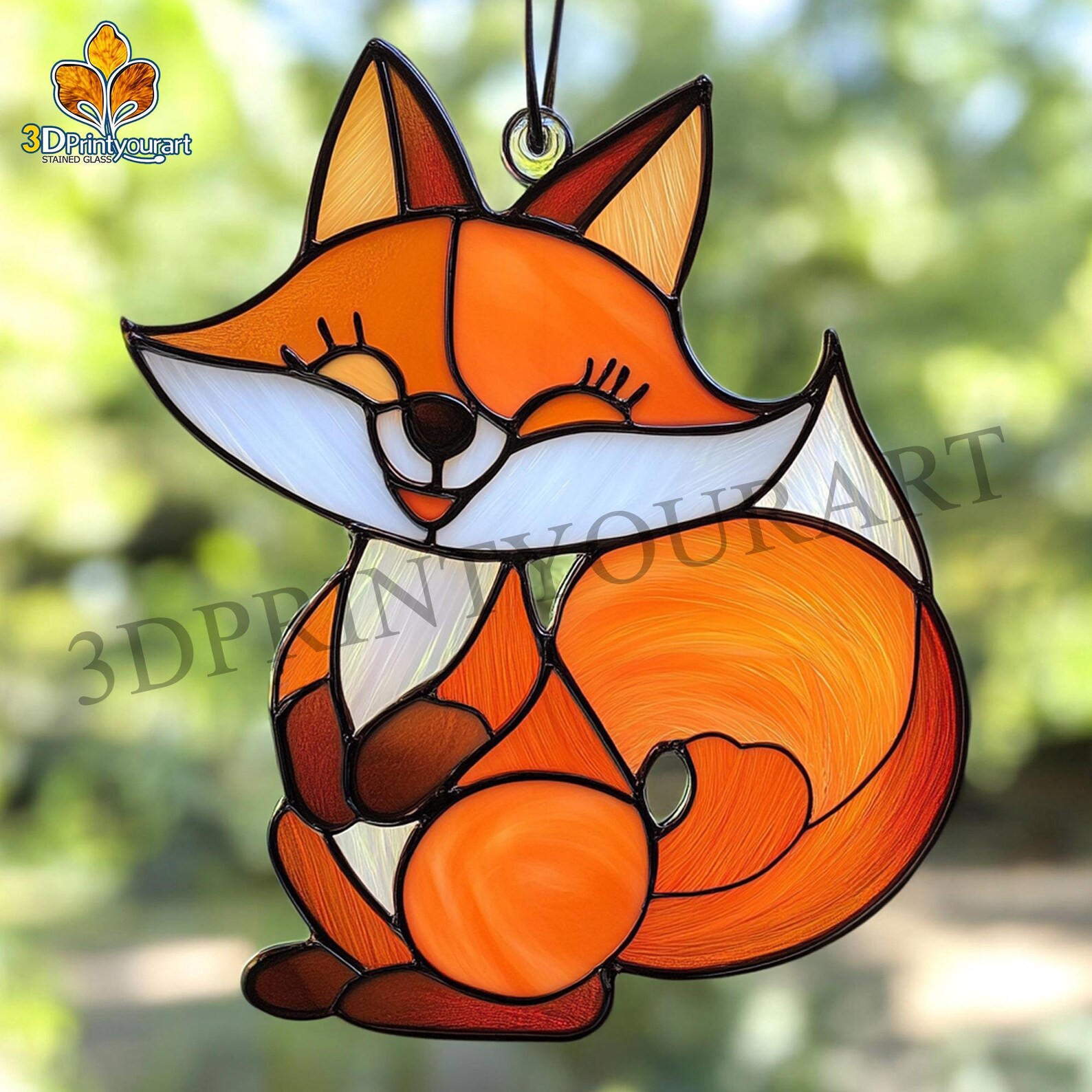 Digital Download Stained Glass Red Fox Pattern | Festive Suncatcher ...