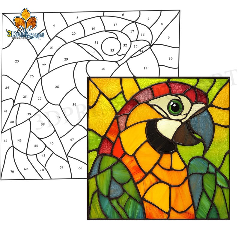Digital Download Stained Glass Parrot Pattern M01 | Festive Suncatcher ...