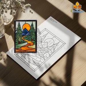 Digital Download Stained Glass Sunset Pattern | Festive Suncatcher ...
