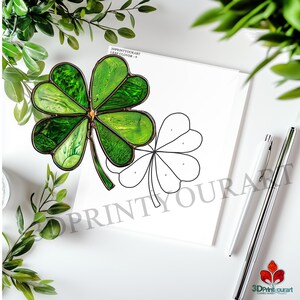 Digital Pattern Stained Glass Clover Leaf Digital Download Flowers ...