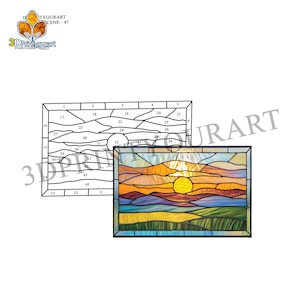 Digital Download Stained Glass Sunrise Scene Pattern | Festive ...
