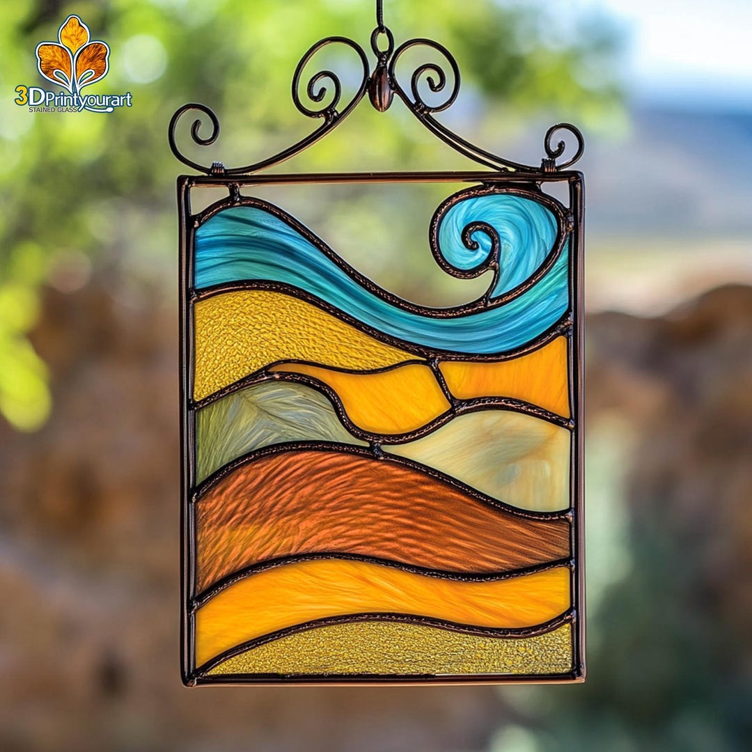 Digital Download Stained Glass Sand Waves Landscape Pattern | Festive ...