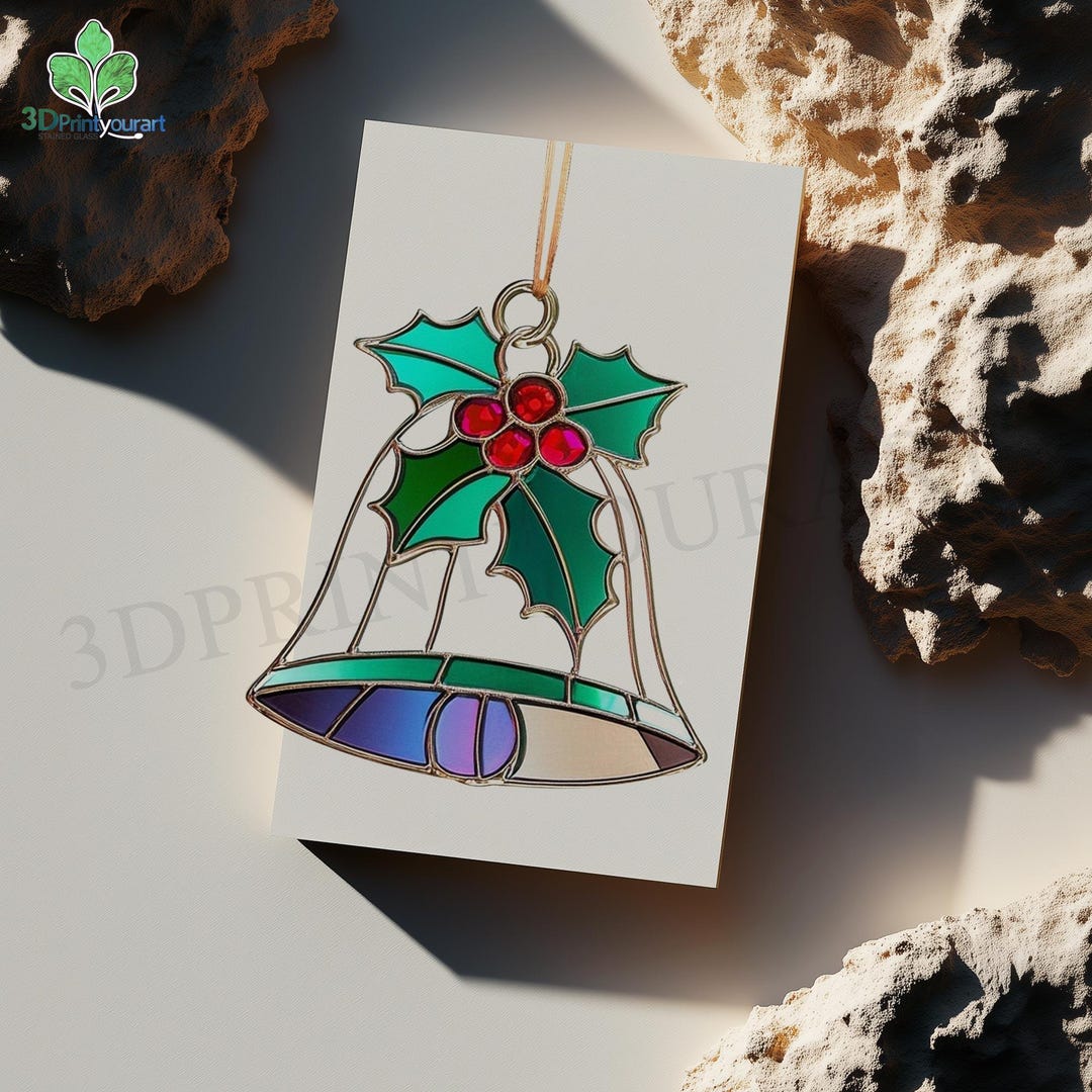 Digital Download Stained Glass Christmas Bell Gold Pattern | Festive ...