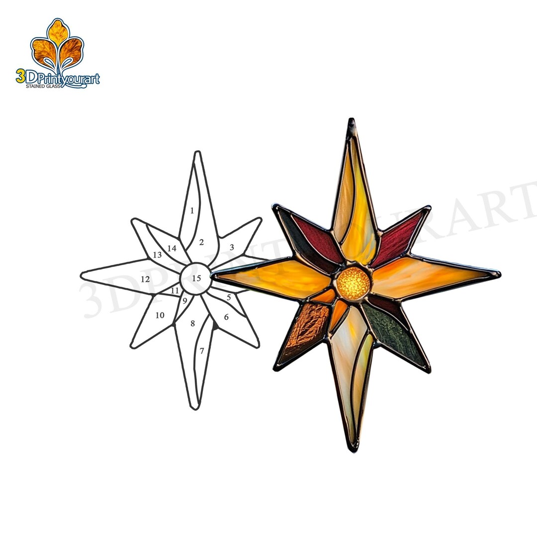 Digital Download Stained Glass Star of Bethlehem Pattern | Festive ...