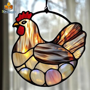 Digital Download Stained Glass Hen and Eggs Pattern Festive Suncatcher ...