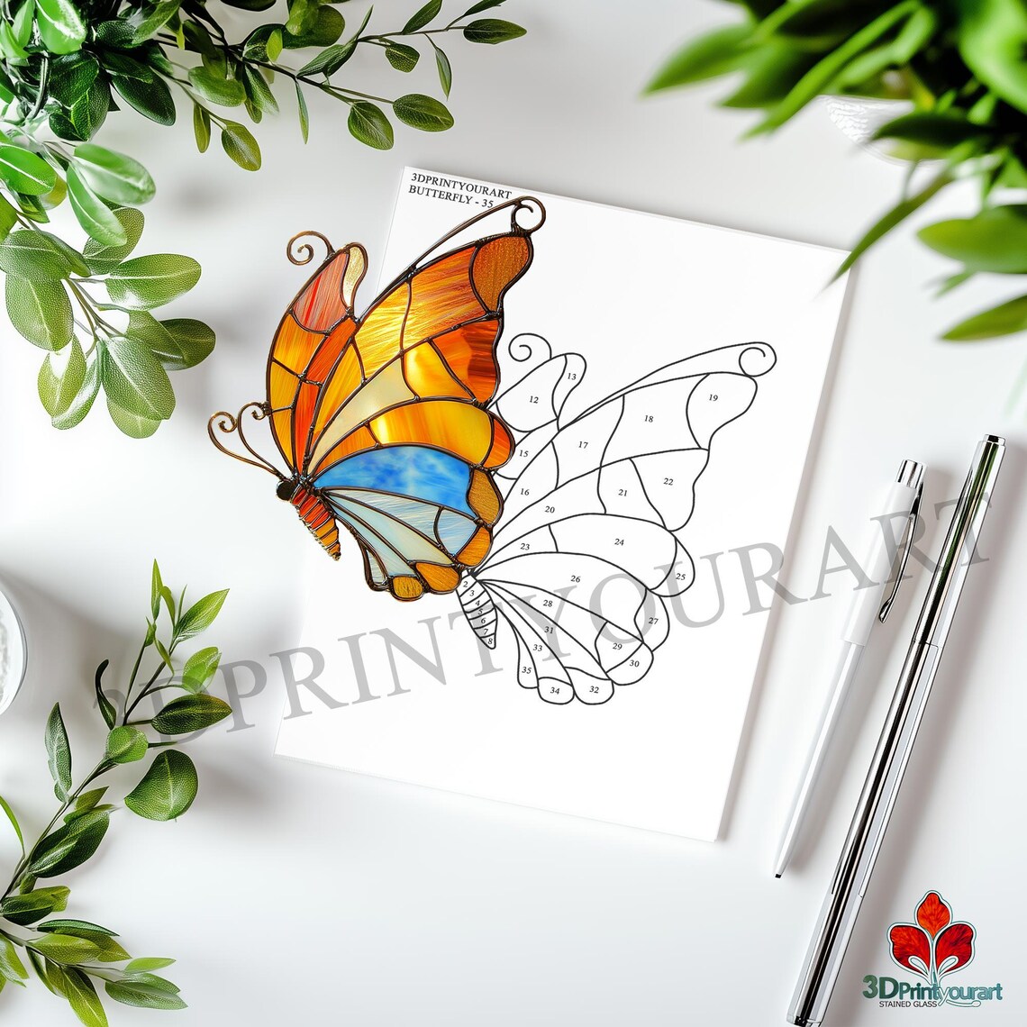 Digital Download Stained Glass Butterfly Pattern | Festive Suncatcher ...