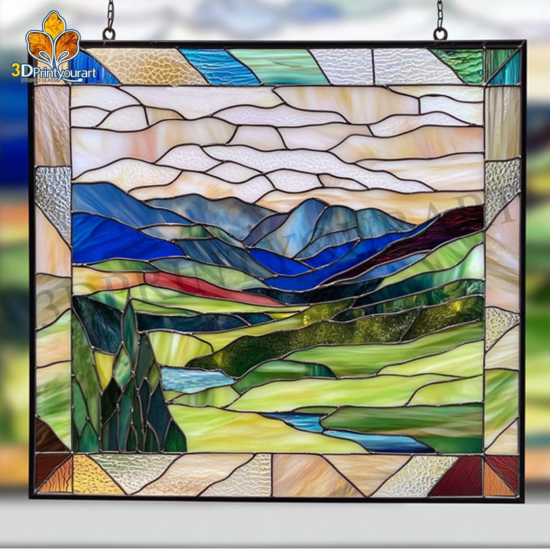 Digital Download Stained Glass Mountain M03 Pattern | Festive ...