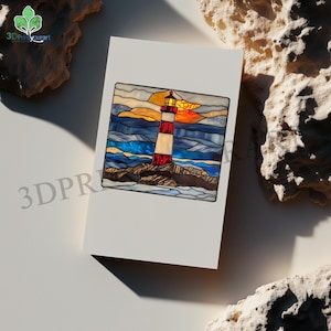Digital Download Stained Glass Lighthouse Pattern | Festive Suncatcher ...