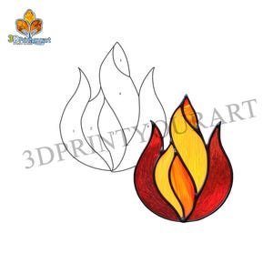 Digital Download Stained Glass Fire Pattern | Festive Suncatcher Design ...