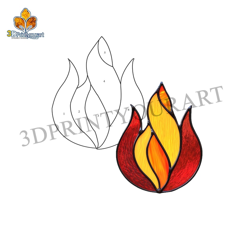 Digital Download Stained Glass Fire Pattern | Festive Suncatcher Design ...