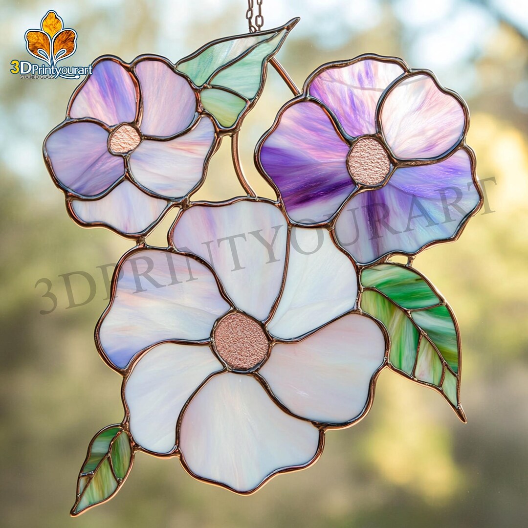 Stained Glass Flower Digital Pattern M01 | Festive Suncatcher Design ...