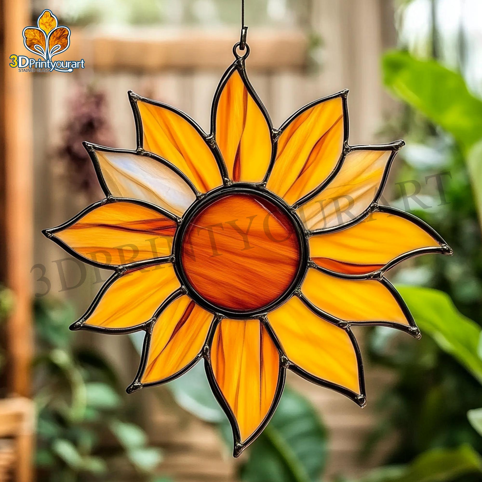 Stained Glass Sunflower Digital Pattern M02 | Graceful Suncatcher ...
