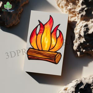 Digital Download Stained Glass Camp Fire Pattern | Festive Suncatcher ...