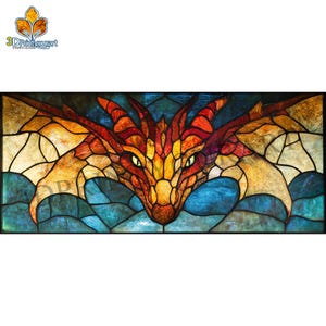 Digital Download Stained Glass Dragon Pattern | Festive Suncatcher ...