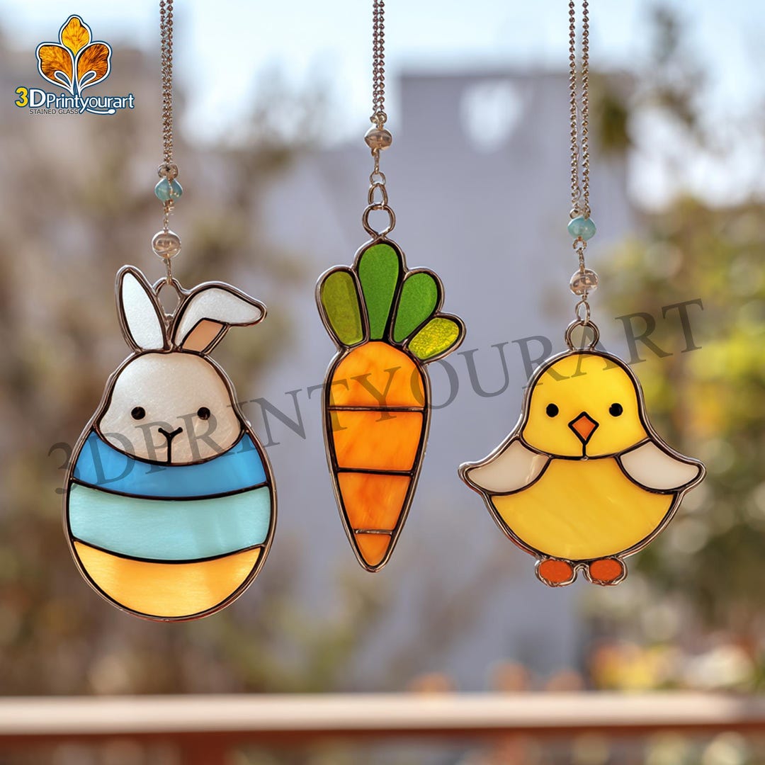 Digital Download Stained Glass Set Easter Pattern | Festive Suncatcher ...