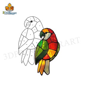 Digital Download Stained Glass Parrot Pattern M01 | Festive Suncatcher ...