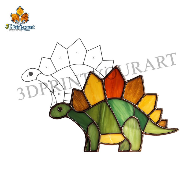 Digital Download Stained Glass Stegosaurus Dinosaur Pattern | Festive ...