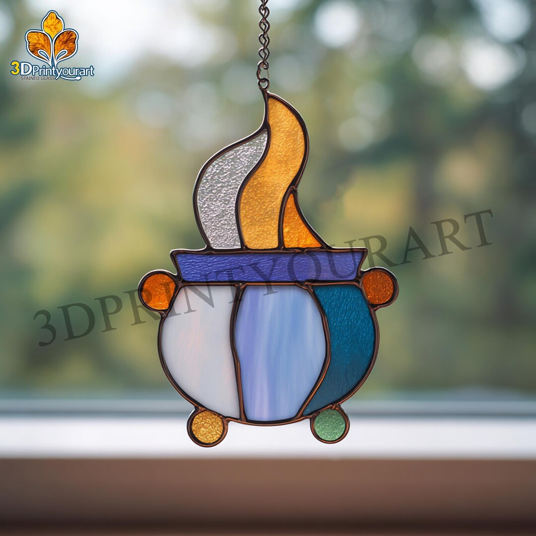 Digital Download Stained Glass Cauldron Pattern | Festive Suncatcher ...