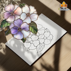 Stained Glass Flower Digital Pattern M02 | Festive Suncatcher Design ...