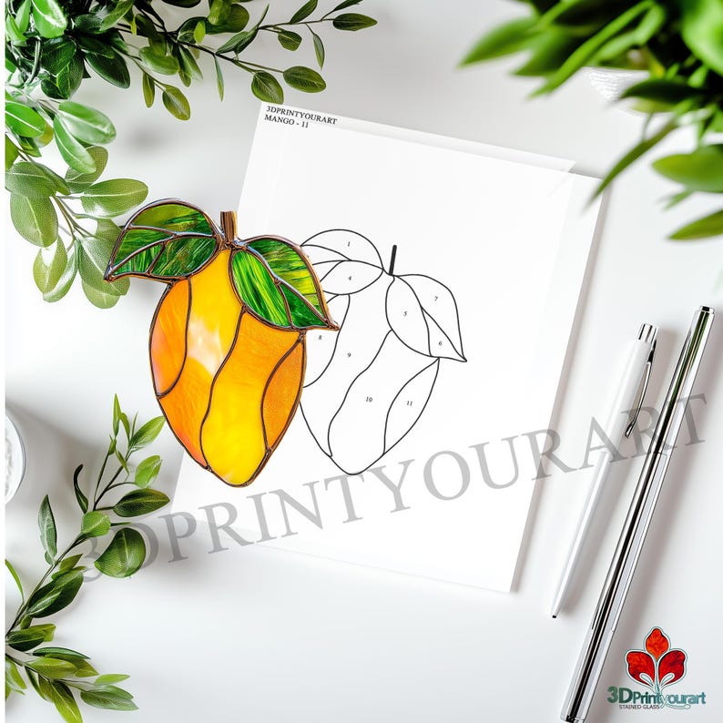 Digital Download Stained Glass Mango Pattern | Festive Suncatcher ...