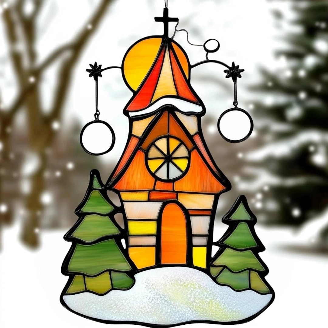Digital Gingerbread House N02 Stained Glass Christmas Gift Pattern ...