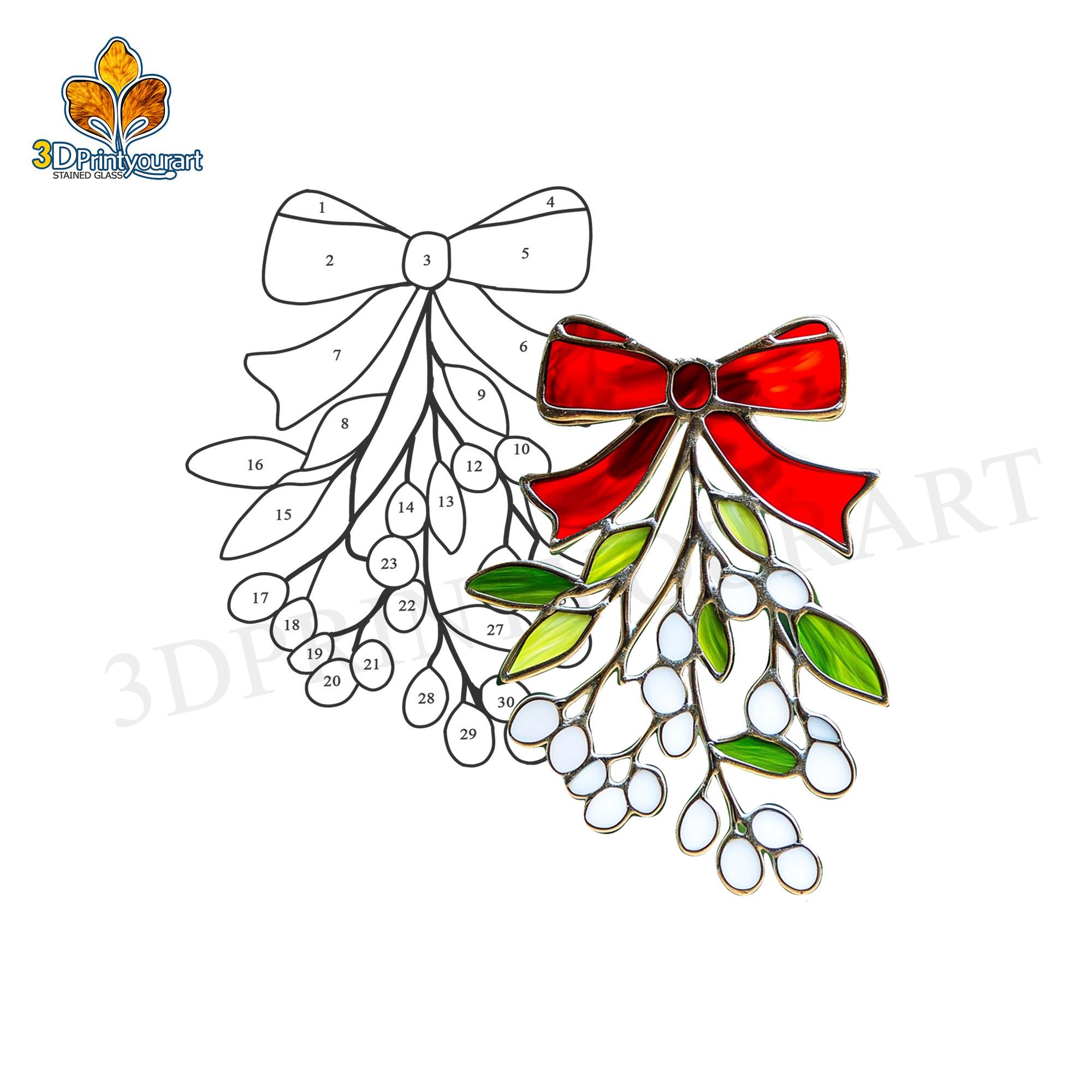 Digital Download Stained Glass Mistletoe Branch Pattern | Festive ...