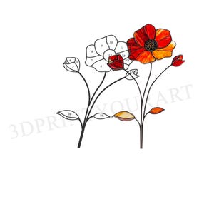 Stained Glass Poppy Digital Pattern | Festive Suncatcher Design | Hobby ...