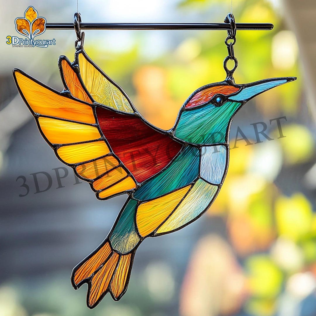 Digital Download Stained Glass Hummingbird Pattern | Festive Suncatcher ...