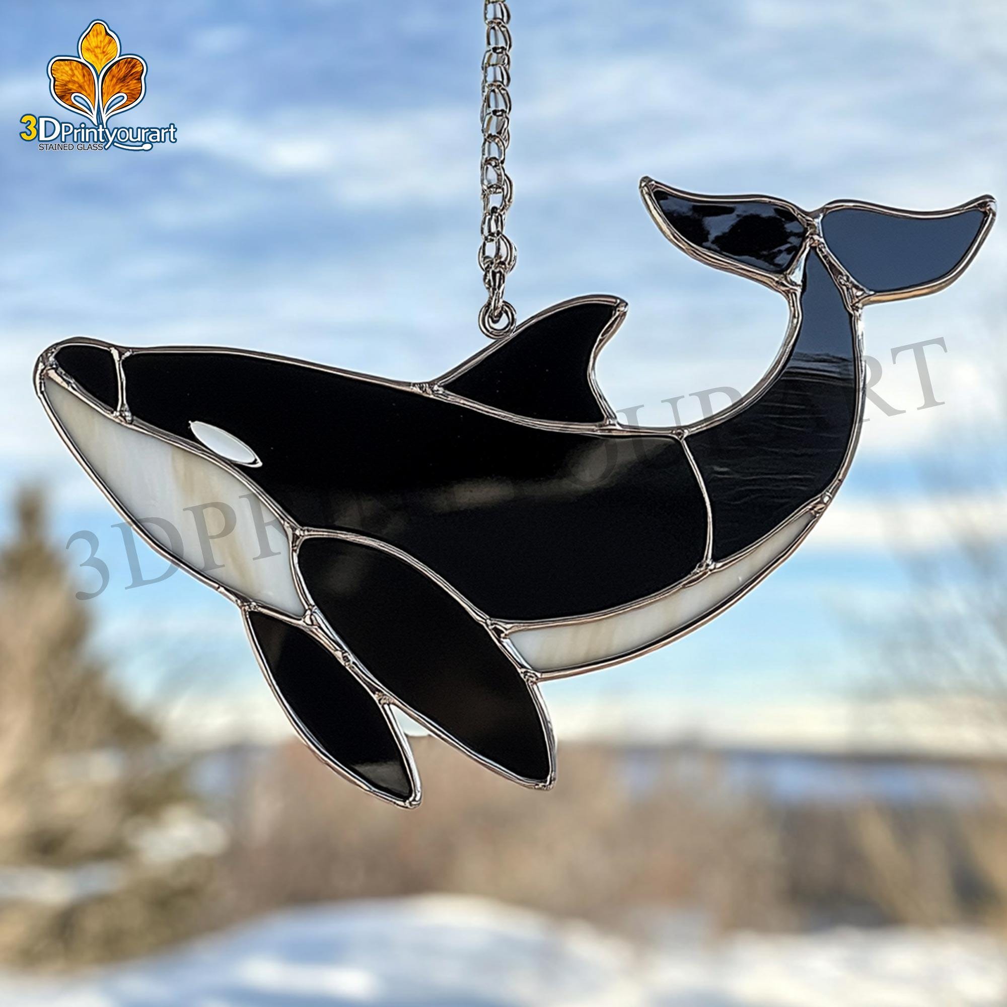 Digital Download Stained Glass Orca Whale Pattern | Festive Suncatcher ...