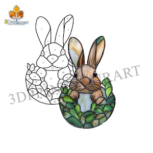 Digital Download Stained Glass Rabbit Pattern | Festive Suncatcher ...