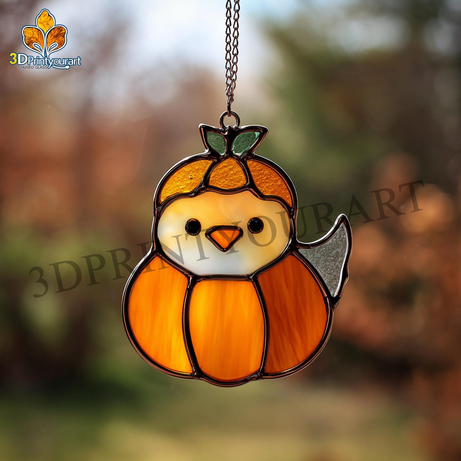 Digital Download Stained Glass Chick and Pumpkin Pattern | Festive ...