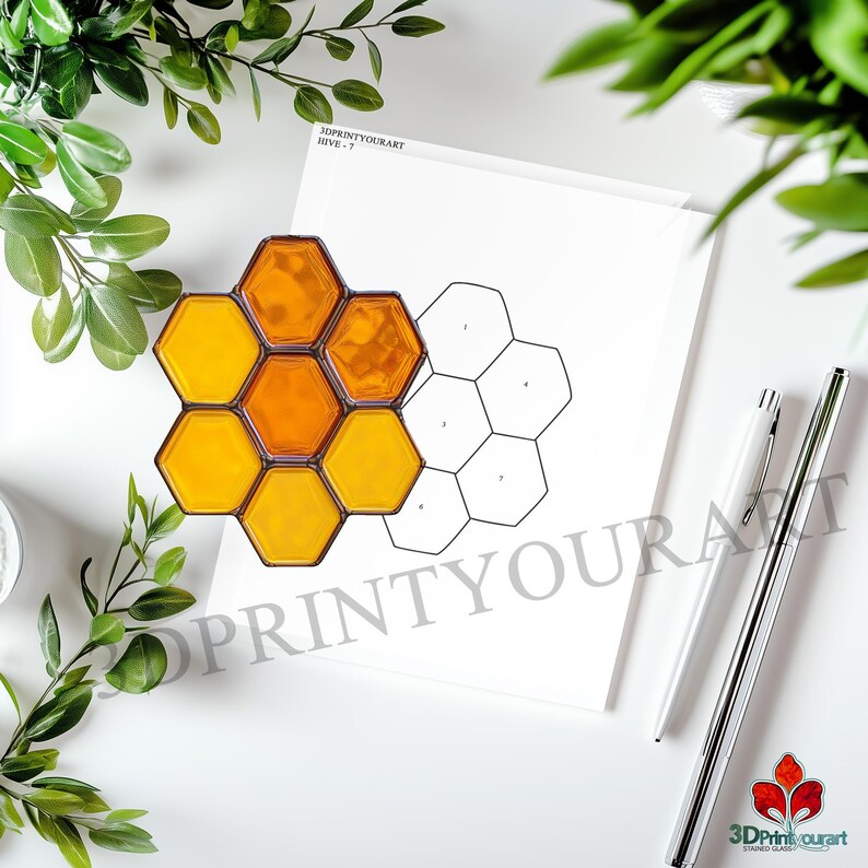 Digital Download Stained Glass Hive Pattern | Festive Suncatcher Design ...