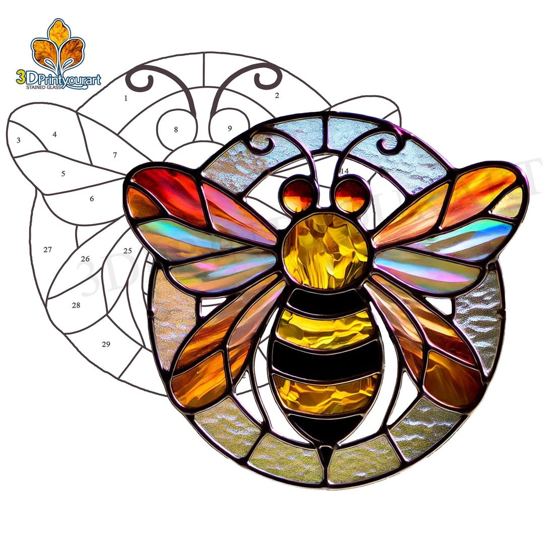 Digital Download Stained Glass Bee 01 Pattern | Festive Suncatcher ...