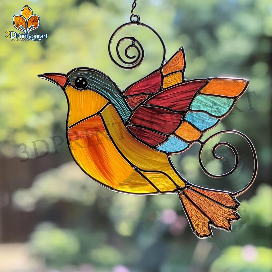 Digital Download Stained Glass Robin Pattern | Festive Suncatcher ...