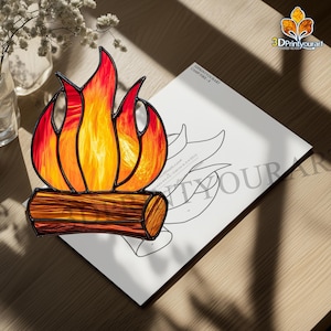 Digital Download Stained Glass Camp Fire Pattern | Festive Suncatcher ...