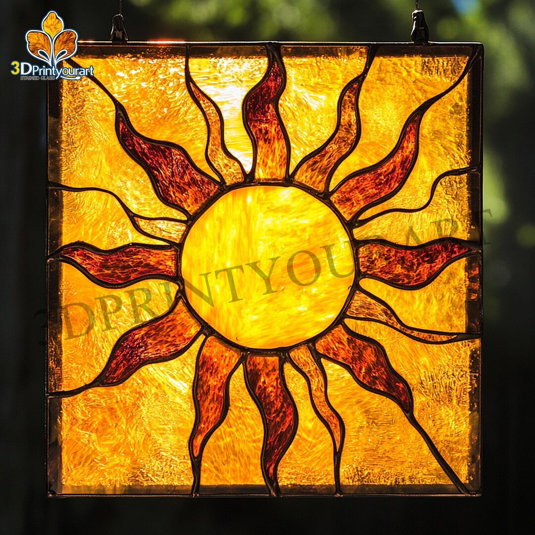 Digital Download Stained Glass Sun Panel Pattern | Festive Suncatcher ...