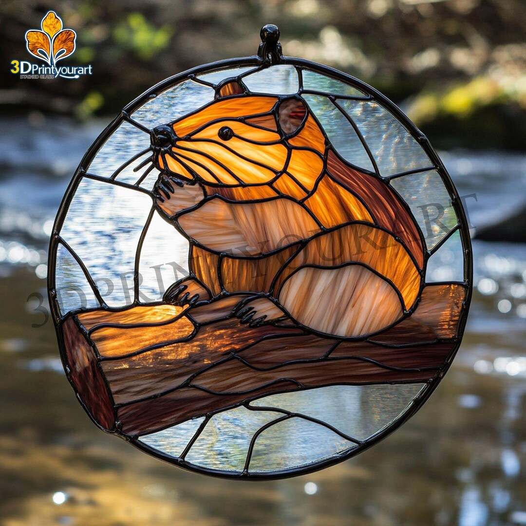 Digital Download Stained Glass Beaver Pattern | Festive Suncatcher ...