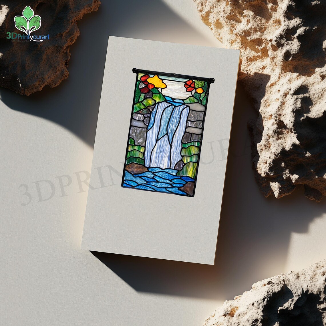 Digital Download Stained Glass Waterfall 01 | Festive Suncatcher Design ...