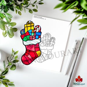 Digital Download Stained Glass Christmas Stocking Pattern | Festive ...