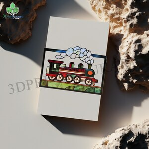 Digital Download Stained Glass Train Pattern | Festive Suncatcher ...