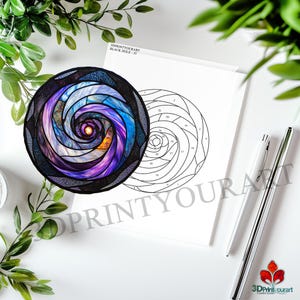Digital Download Stained Glass Black Hole Pattern | Festive Suncatcher Design | Hobby License ...