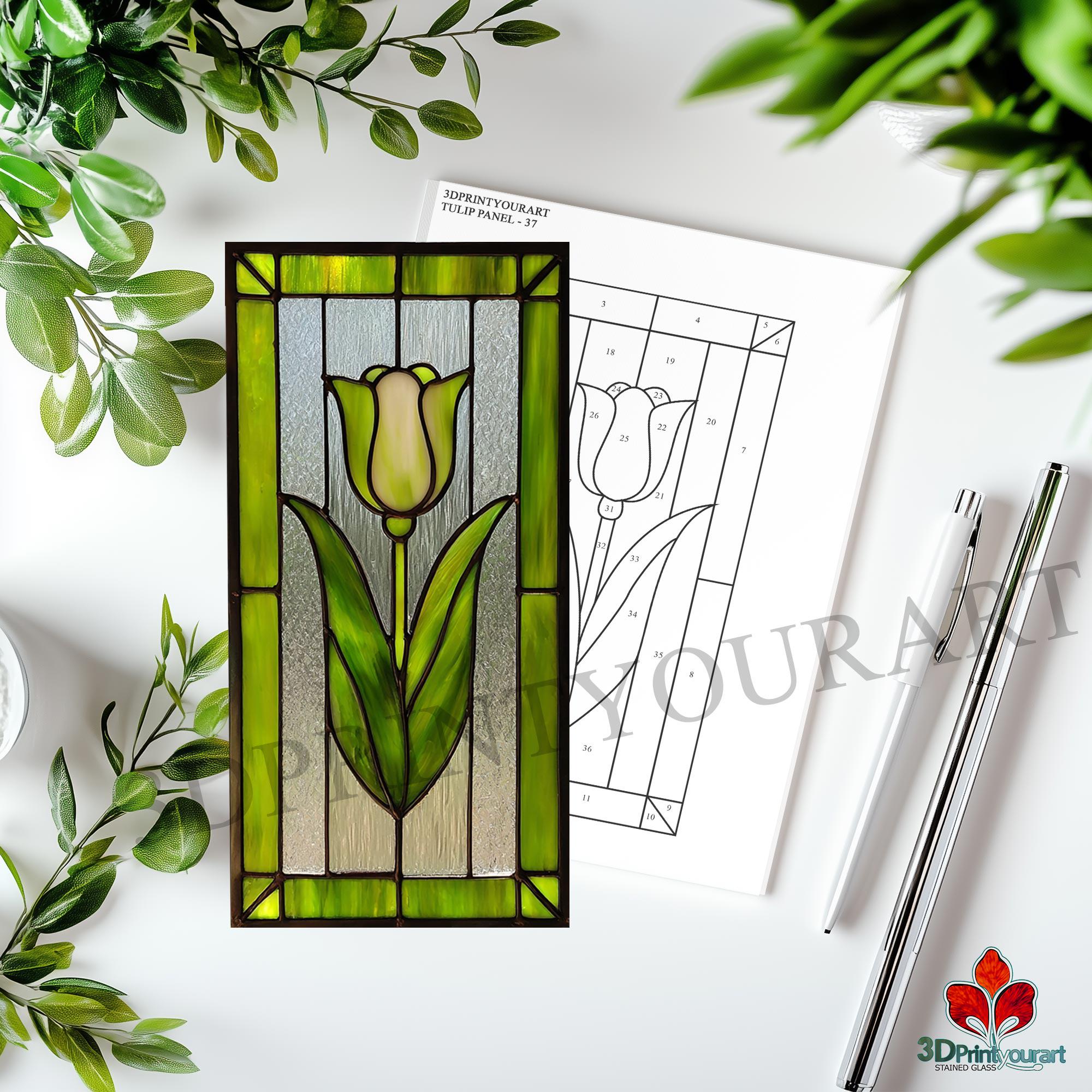Digital Download Stained Glass Tulip Flower Panel Pattern | Festive ...