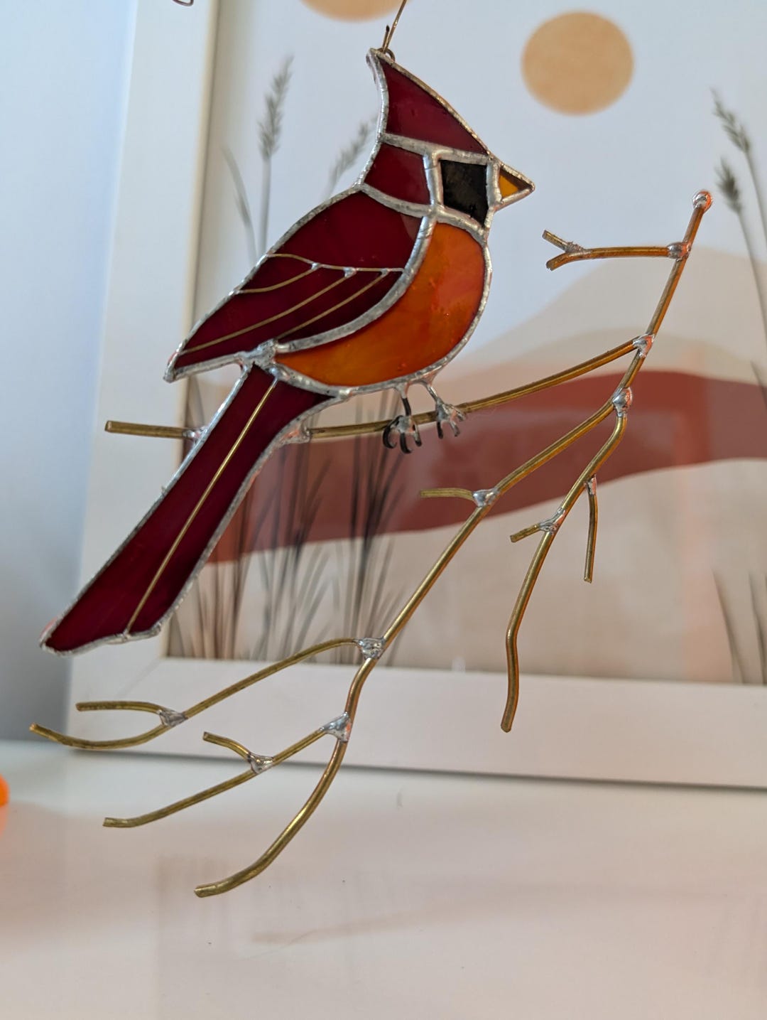 Cardinal 01 Stained Glass Sun Catcher Red Bird Suncatcher, Suncatcher ...