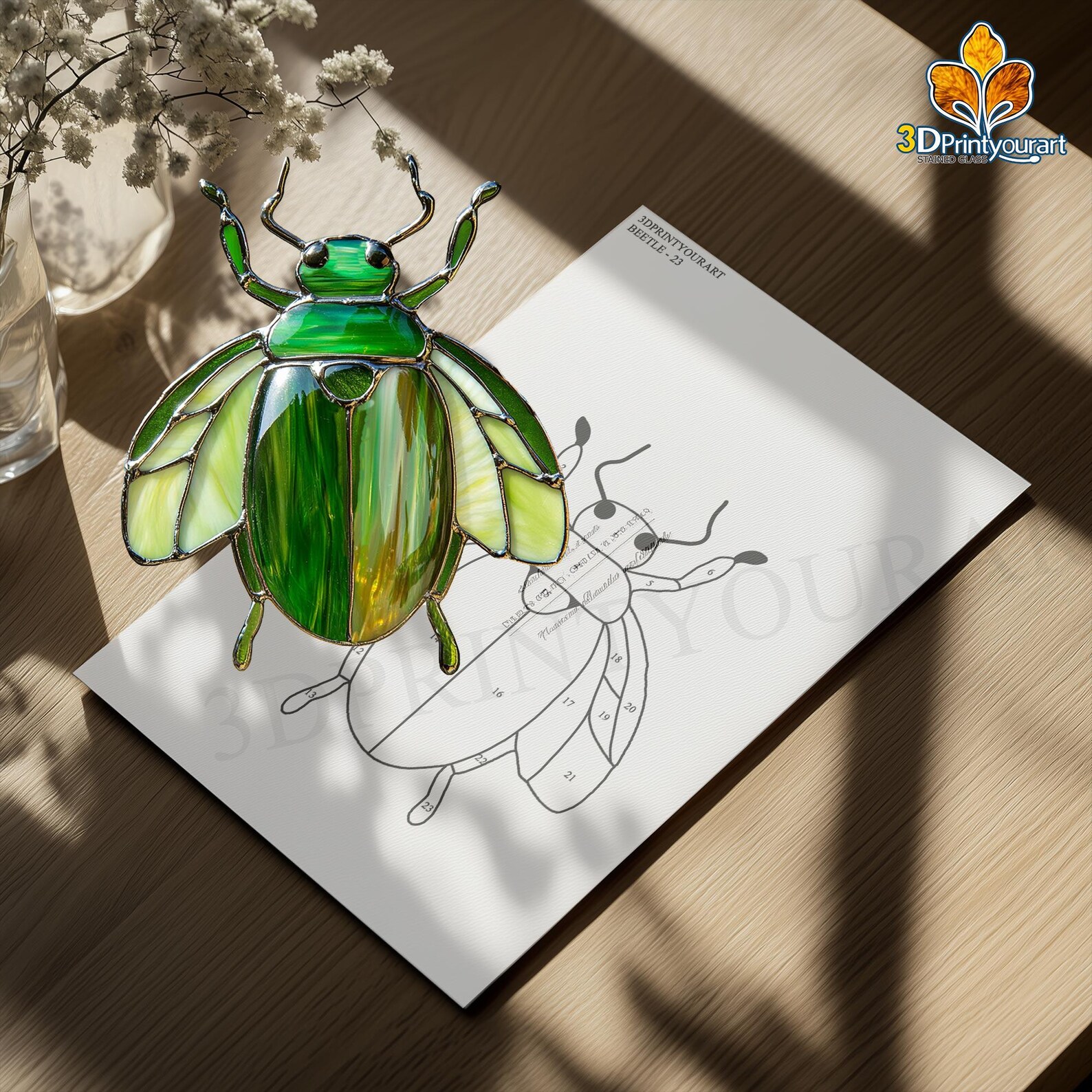 Digital Download Stained Glass Beetle 02 Pattern | Festive Suncatcher ...