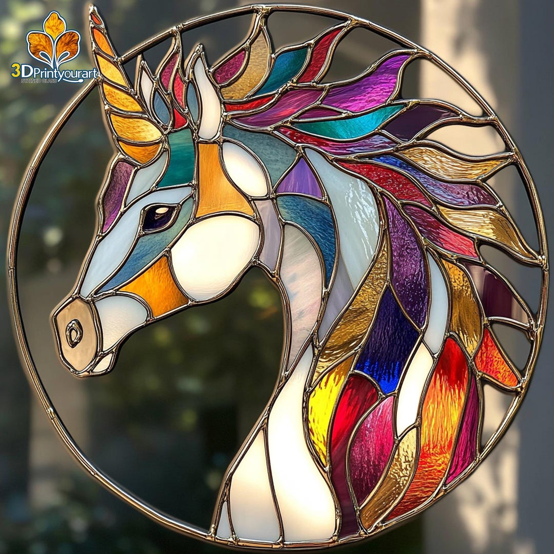 Digital Download Stained Glass Unicorn Pattern | Festive Suncatcher ...