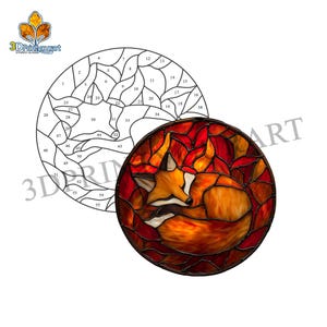 Digital Download Stained Glass Red Fox Pattern | Festive Suncatcher ...