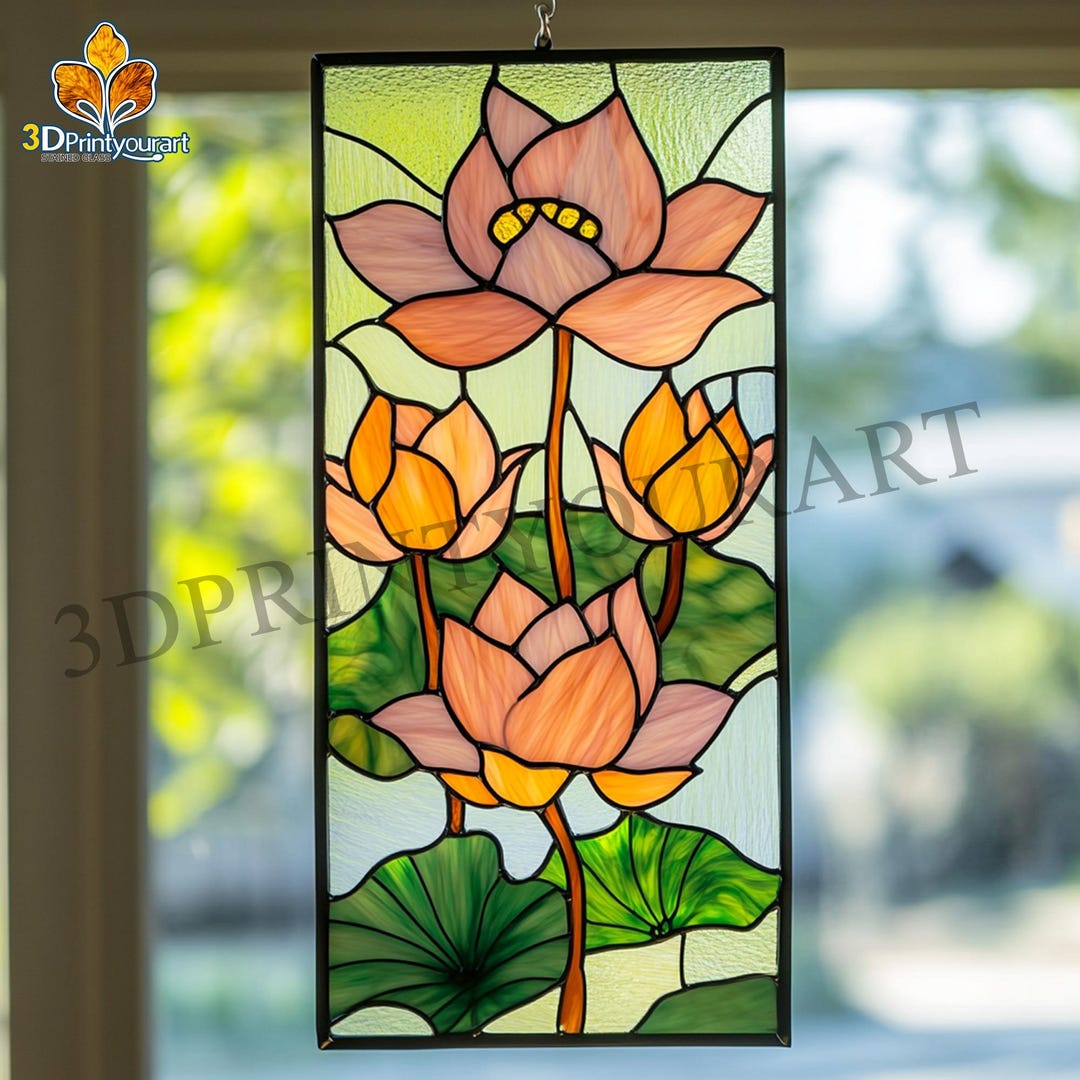Digital Download Stained Glass Lotus Pattern | Festive Suncatcher ...