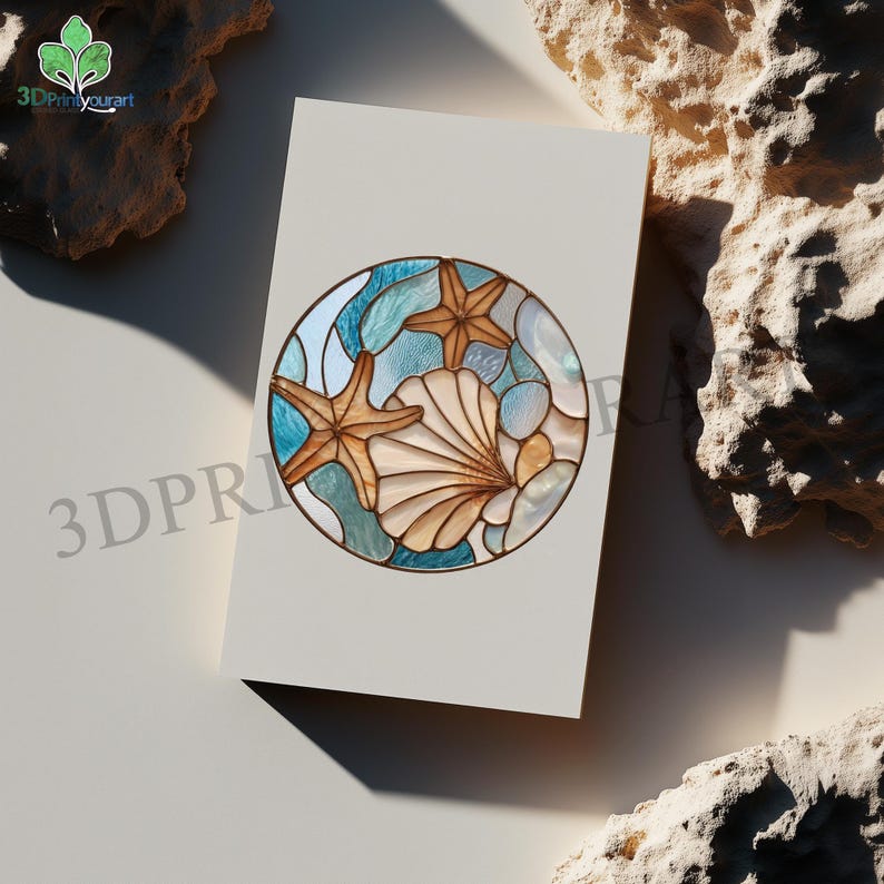 Digital Download Stained Glass Seashell and Starfish Pattern | Festive ...
